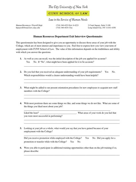 Pdf Exit Questionnaire Form Dokumentips