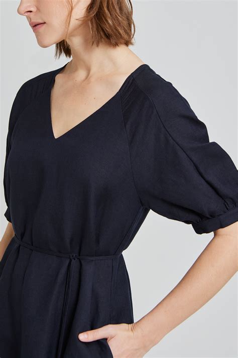 V Neck Puff Sleeve Dress Our Second Nature