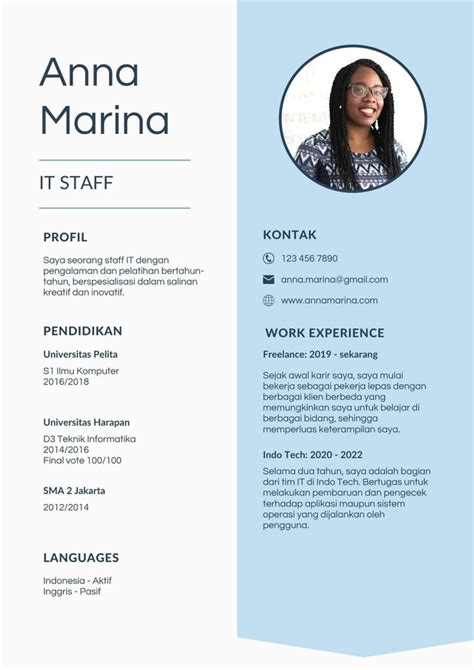 10 Contoh Cv Simple Dan Mudah Dibuat Untuk Melamar Kerja