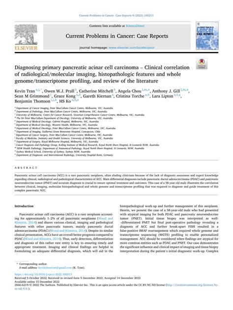 Pdf Diagnosing Primary Pancreatic Acinar Cell Carcinoma Clinical