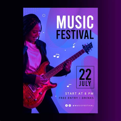 음악 축제 초대장 템플릿 디자인 무료 벡터