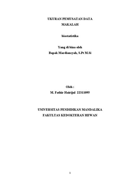 Ukuran Pemusatan Data Dan Ukuran Letak Pdf