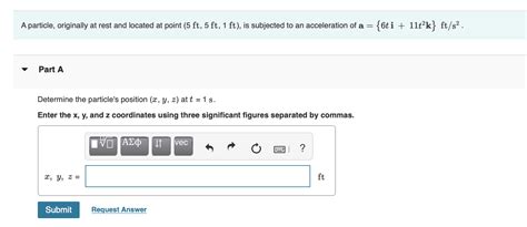 Solved A Particle Originally At Rest And Located At Point Chegg Com