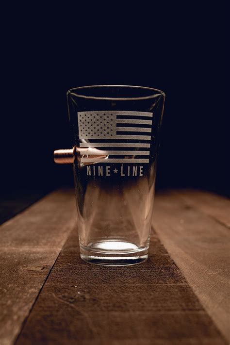 American Made 50cal Pint Glass Flag Nine Line Apparel