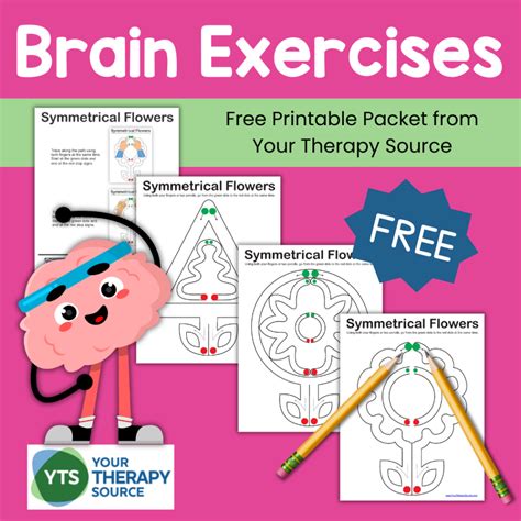 Brain Exercises Symmetrical Flowers Free Printables Your Therapy Source