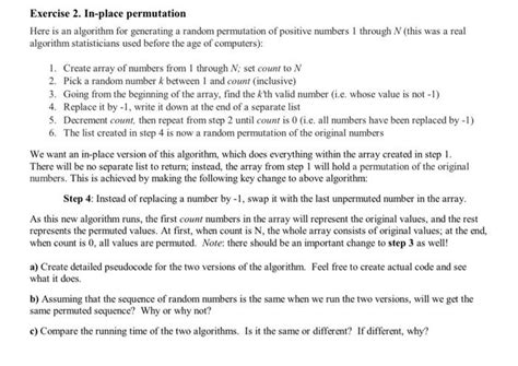 Solved Exercise In Place Permutation Here Is An Algorithm Chegg
