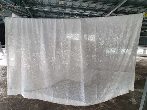 흰색 커텐 2장 커텐고리32개 헬로마켓