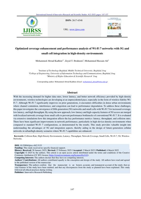 Pdf Optimized Coverage Enhancement And Performance Analysis Of Wi Fi 7 Networks With 5g And