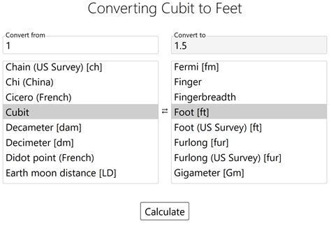 Cubit To Feet Conversion