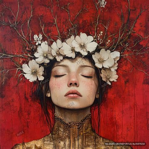 Ai创作图丙烯画人物 日本数码艺术 唯美人物油画 超写实油画 油画质地手绘人物 超写实主义 刺桐花女插画 艺术气息的女孩 写实唯美插画 丙烯画