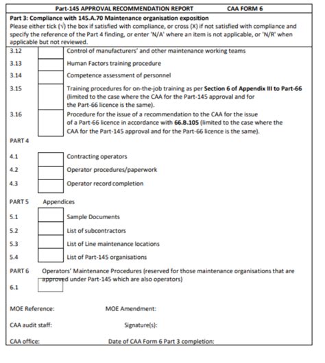 Appendix Ii To Amc 145 B 20 5 — Caa Form 6