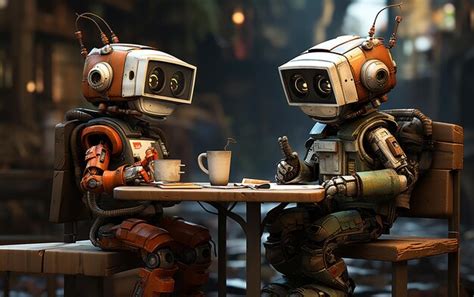 Cat Robots Chatting Premium Ai Generated Image