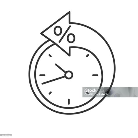 Flèche Vers La Gauche Autour De Lhorloge Avec Icône Pourcentage