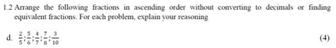 Solved 1 2 ﻿arrange The Following Fractions In Ascending