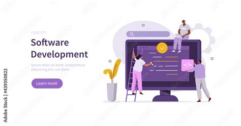 People Characters Working Together And Developing New Software