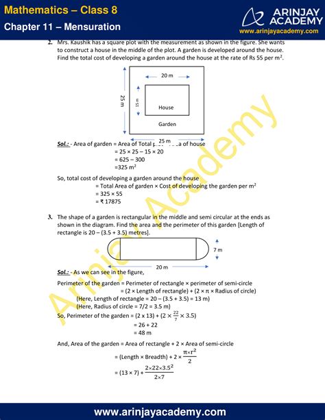 NCERT Solutions For Class 8 Maths Chapter 11 Exercise 11 1 Mensuration