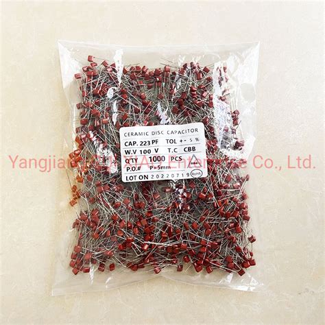Metallized Film Capacitor Cbb22 223j100v 22nf Pitch 5mm China