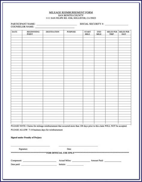 Mileage Affidavit Form Affidavitform Net