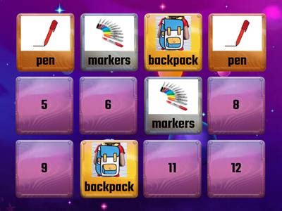 Classroom Objects Memory Game Teaching Resources