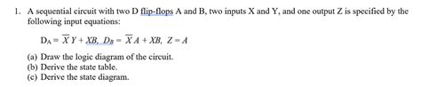 Solved 1 A Sequential Circuit With Two D Flip Flops A And