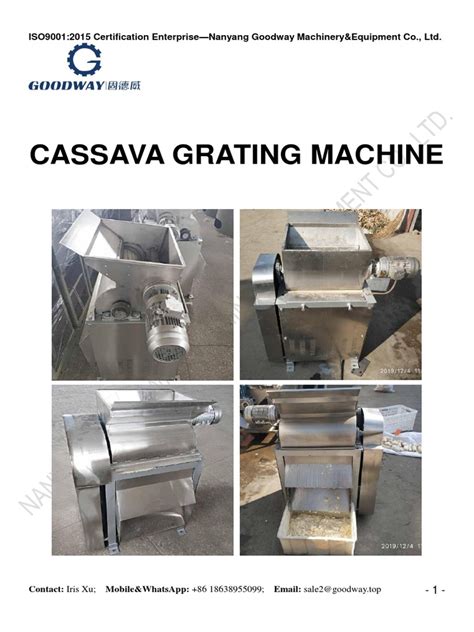Cassava Grating Machine Operation Manual Pdf Pdf Bearing