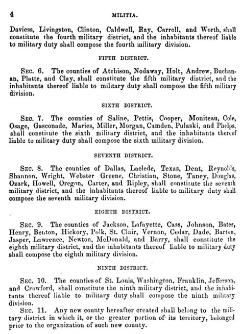 Enrolled Missouri Militia Districts Trans Mississippi Theaters
