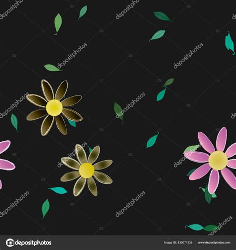 Abstract Flowers Leaves Seamless Pattern Vector Illustration Stock