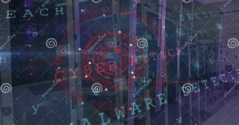 image of circular scanner data processing and security warning text