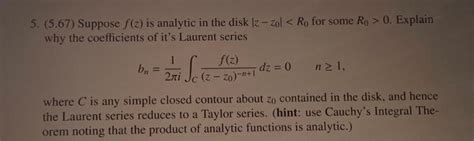 solved 5 5 67 suppose f z is analytic in the disk ∣z−z0∣
