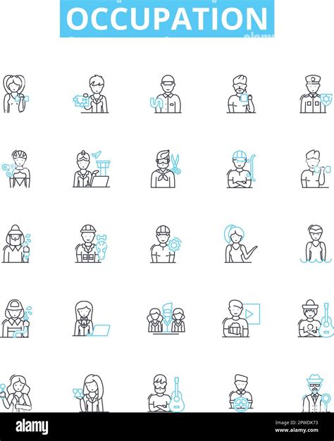 Occupation Vector Line Icons Set Job Work Task Profession Post