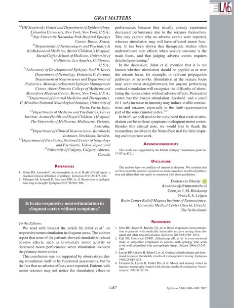 Pdf Is Brain Responsive Neurostimulation In Eloquent Cortex Without