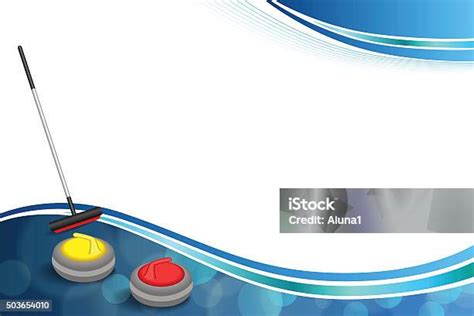 배경기술 추상적임 컬링 스포츠 블루 Sport Blue Ice 레드 옐로우 스톤 빗자루 컬링에 대한 스톡 벡터 아트 및 기타