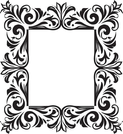 A Black And White Square Frame With A Floral Pattern On It Premium Ai Generated Vector