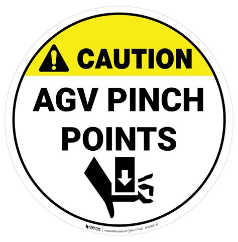 Caution Agv Pinch Points With Icon Circular Floor Sign