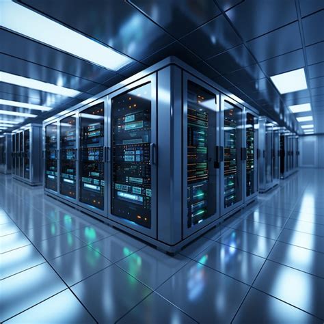 Premium Ai Image 3d Rendering Of A White Server Room With Computer Storage Systems For Social