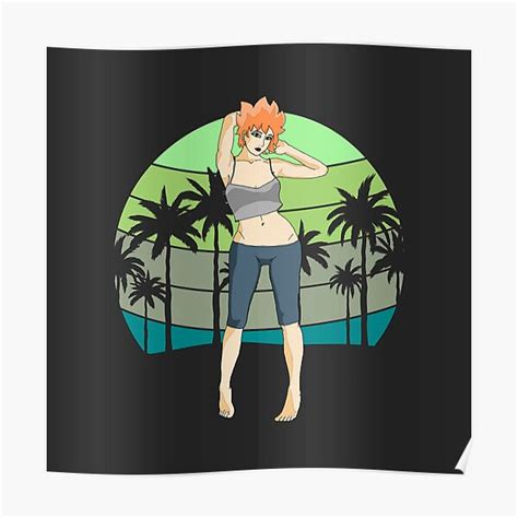 Gray Fitness Suit Ginger Anime Waifu Girl Poster For Sale By