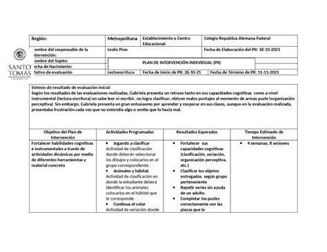 Formato Plan De Intervención Guías Proyectos Investigaciones De