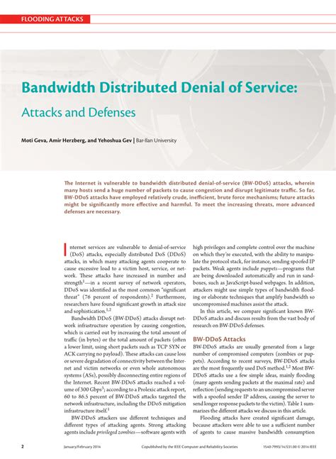 Pdf Bandwidth Distributed Denial Of Service Attacks And Defenses