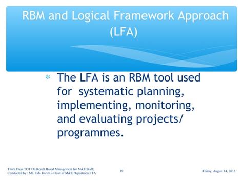 Presentation Training On Result Based Management RBM For M E Staff PPT