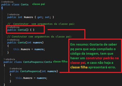 Como funciona a herança de constructors em C Classe pai e filha Base e derivada Stack