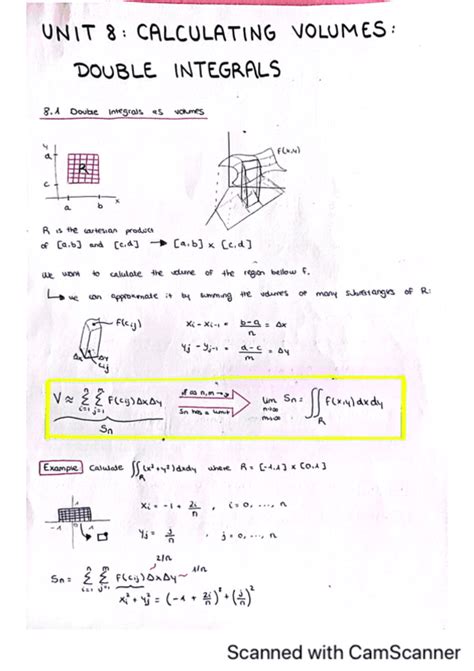 Teoria Unit 8 Double Integrals Calculating Volumespdf