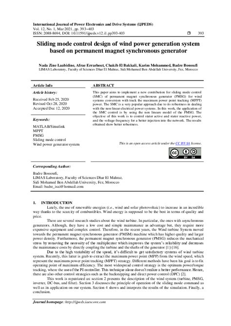 Pdf Sliding Mode Control Design Of Wind Power Generation System Based