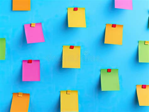 Colorful Sticky Notes On A Blue Background Ideal Visual For Planning Organization Reminders