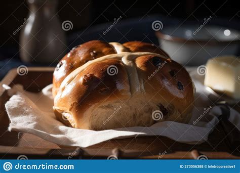 A Traditional Hot Cross Bun Easter Time Sweet Treat Stock Illustration