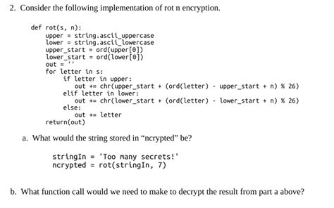 Solved 2 Consider The Following Implementation Of Rot N Chegg Com