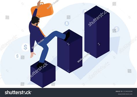 Man Standing On Stepping Stone Step Stock Vector Royalty Free 2114016590 Shutterstock