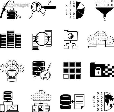 Data Processing Icons Black 이미지 1201117555 게티이미지뱅크
