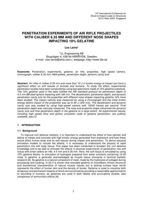 Pdf Penetration Experiments Of Air Rifle Projectiles With Caliber 6