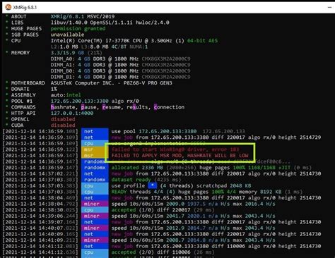 Failed To Apply Msr Mod Hashrate Will Be Low Fixes For Xmrig With