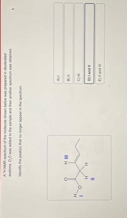 Solved A1h Nmr Spectrum Of The Molecule Shown Below Was